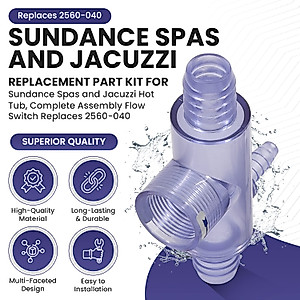 2560-040 Flow Switch Replacement Part Kit for Sundance Spas and Jacuzzi Hot Tub, Complete Assembly Flow Switch Replaces