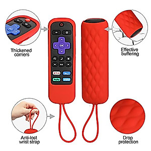 XianNv 3-Pack Roku Remote Cover TVRC280 TCL Roku Protection Universal Replacement Lightweight Shockproof TCL Roku TV Remote Control Cover with Lanyard Red Luminous Blue