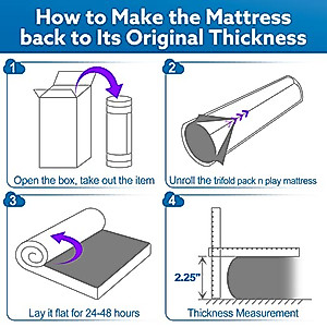 Pro Goleem Pack and Play Mattress, Trifold Fitted Waterproof and Portable Pad Soft Mini Crib Mattress for Toddlers, 38 X 26 X 2.25 Inch