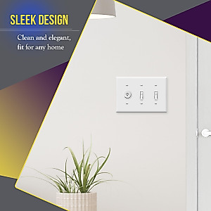 ENERLITES Triple Light Switch Wall Plate, Gloss Finish, Standard Size 3-Gang 4.50" x 6.38", Unbreakable Polycarbonate Thermoplastic, 8813-W, White