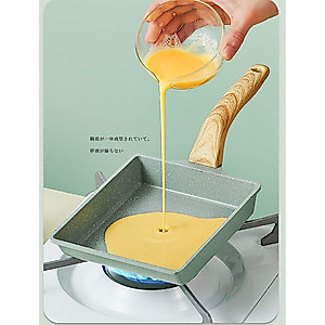 MIHUNTER Japanese Omelette Pan Nonstick Tamagoyaki Egg Pan,Retangle Small Frying Pan,with Silicone Spatula & Brush,Non-Stick Coating (PFOA Free) - 20 x 15cm