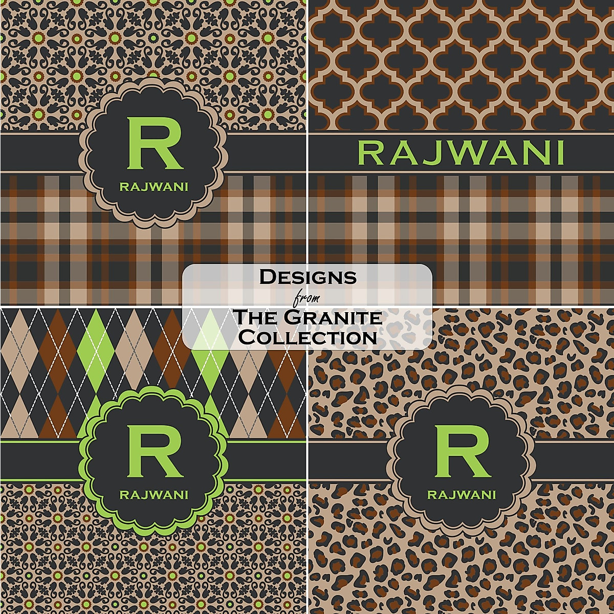 RNK Shops Personalized Granite Leopard Waste Basket - Single Sided (Black)