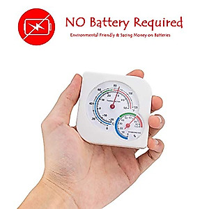 Outdoor/Indoor Thermometer Hygrometer Indoor Humidity Monitor Temperature Humidity Gauge Meter with Fahrenheit/Celsius(℉/℃) for Humidors Greenhouse Garden Cellar Closet Etc by AikTryee