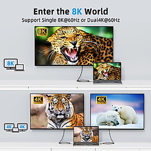 For Thunderbolt 4 Cable 40Gbps 2 in 1 USB C Cable 100w E-Marker 8k/5k Single and 4k Dual Displayport Cable Video Type C Cable USB C to USB C/A cable Fast Charging Data Transfer Cable 3.3FT