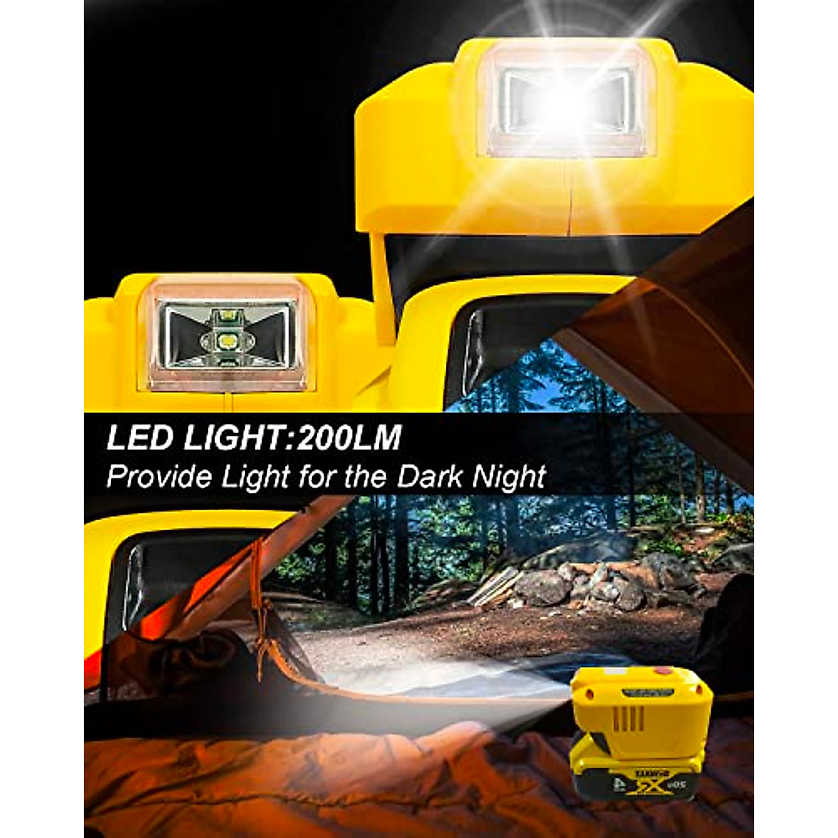 150W Power Inverter Generator Fit for Dewalt 18V 20V MAX XR Li-ion Battery, DC 20V to AC 110V-120V Portable Power Station with Dual USB Outlet and AC Outlet and 200LM LED Light Battery Inverter