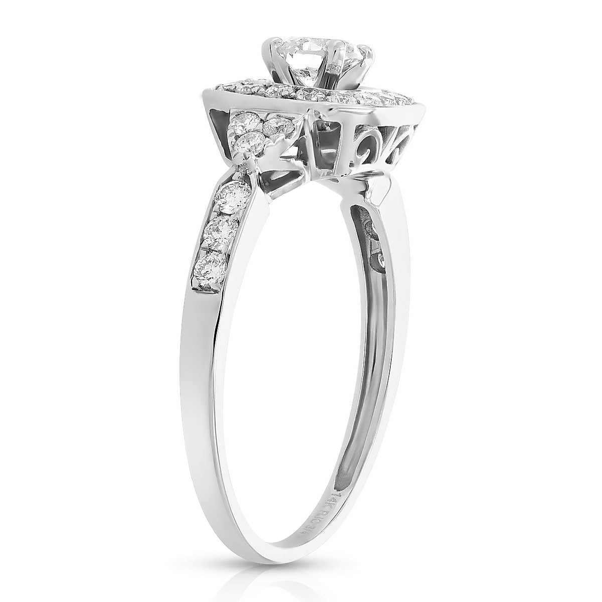 Vir Jewels 3/4 cttw Diamond Halo 4-Prong Wedding Engagement Ring Cushion 14K White Gold Size 6.5
