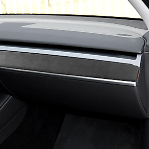 FDAIUN Car Interior Moulding Trim Alcantara Style for Tesla Model 3 Y 2017 2018 2019 2020 2021 2022 Dashboard Trim Strip for Car Interior Exterior Accessories Decoration（Black）