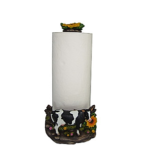 DWK Farmhouse Cow Paper Towel Holder Decorative Farm Kitchen Countertop Towel Dispenser Stand - 15"