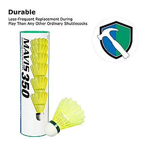 YONEX Mavis 350 Nylon Badminton Shuttlecocks (Yellow, Slow Speed) | Durable Performance