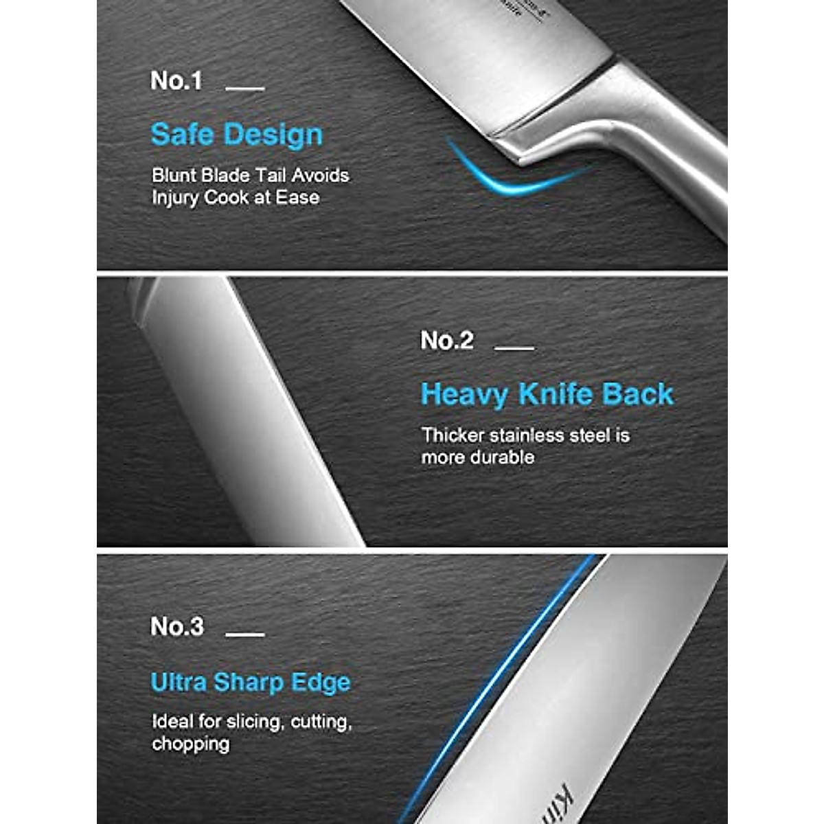 Knife Set, 14 PCS High Carbon Stainless Steel Kitchen Knife Set for Chef, Super Sharp Knife Set with Acrylic Stand, include Steak Knives, Sharpener and Scissors, Ergonomical Design by kincano