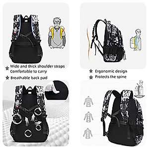 MITOWERMI Boys Backpack for Kids Letters School Bags for Elementary Primary Student Bookbags Middle Backpacks Teen Casual Travel Back Pack