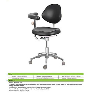 Aries Outlets Dental Adjustable Doctor's Stool Assistant Chair+360 Degree Rotation Armrest PU