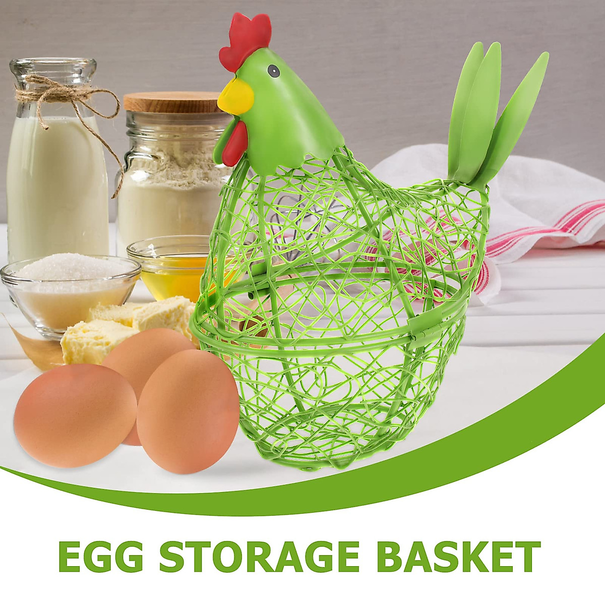 SOIMISS Hen Egg Basket Metal Wire Egg Basket Reliable Egg Holder Vegetable Basket Fresh Eggs Basket Multi-Function Basket Veggie Tray Hampers Basket for Fruit Iron Spiral Fruit Container