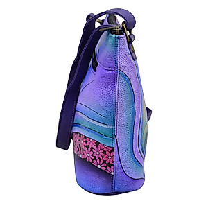 Anna by Anuschka Crossbody Organizer Bag - Genuine Leather - Dreamy Peacock Dewberry