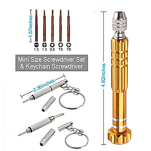 Eyeglass Glasses Screwdriver, Mini Eyeglass Glasses Repair Kit, Multifunctional Small Screwdriver for Laptop, Watch(Yellow)