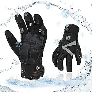 Vgo... 1-Pair -4℉ or above 3M Thinsulate C100 Lined High Dexterity Touchscreen Synthetic Leather Winter Warm Work Gloves, Waterproof Insert (Size L, Black, SL8777FW)