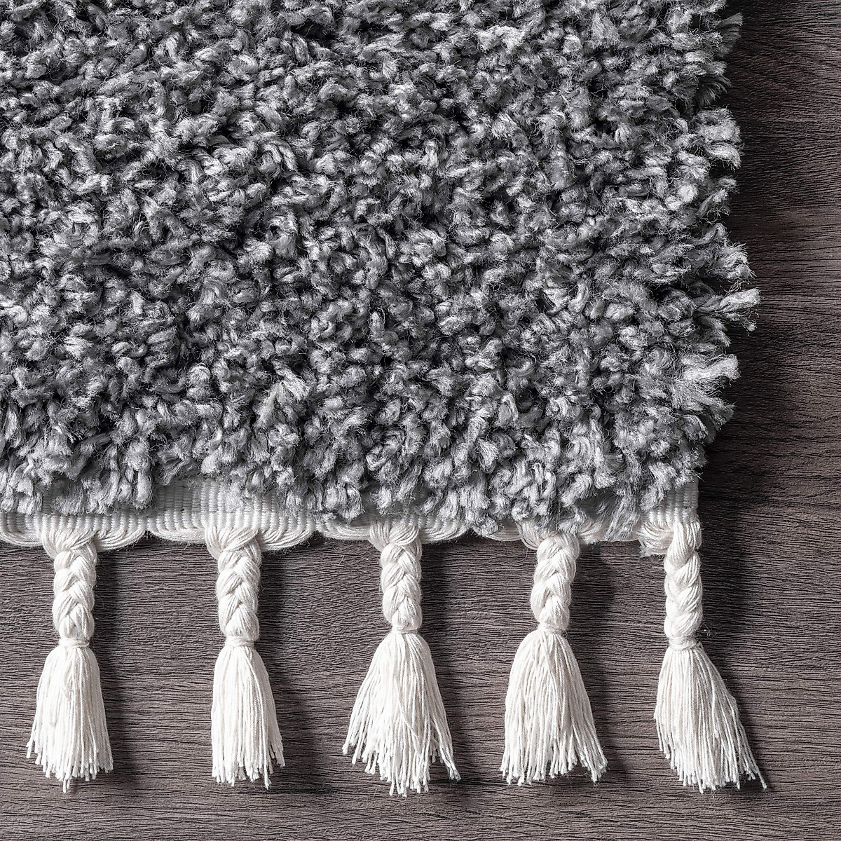 nuLOOM Gelina Soft Shaggy Tassel Plush Area Rug, 8x11, Dark Grey