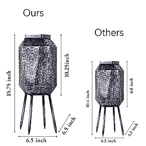 MicDecor 2 PackWrought Iron Solar Palace Lanterns in The Garden, Solar Lights in The Lakeside (Silver)