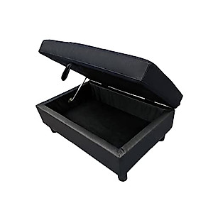 ERYE L-Shaped Corner 5 Seaters Sectional Sofa Chaise & Storage Ottoman,Modern Faux Leather Sectional&Sofa Couch with 2 Pillows for Home Office Apartment Living Room Furniture Sets, Black PU Left