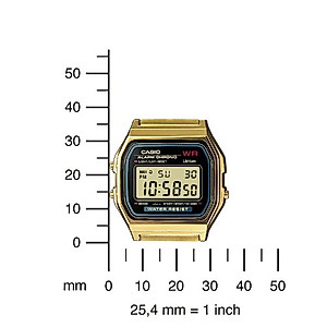 Casio Collection Women's Watch A159WGEA, Black/Gold, 36.8 x 33.2 x 8.2 mm, Bracelet (A159WGEA-1EF)