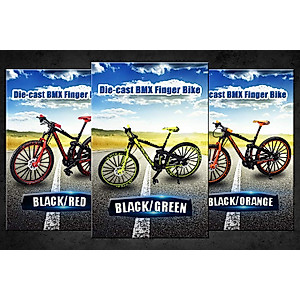 YEIBOBO ! Alloy Mini Downhill Mountain Bike Toy, Die-cast BMX Finger Bike Model for Collections (Black/Red)