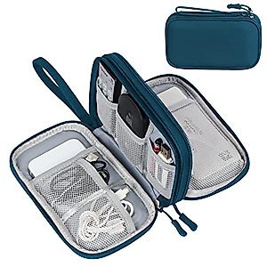 FYY Electronic Organizer, Travel Cable Organizer Bag Pouch Electronic Accessories Carry Case Portable Waterproof Double Layers Storage Bag for Cable, Cord, Charger, Phone, Earphone, Medium Size, Green