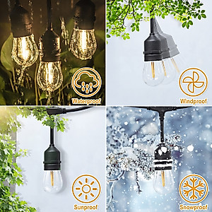 Anxbbo LED Outdoor String Lights, 48FT Patio Lights with 16 Edison Shatterproof Bulbs, UL Listed Heavy-Duty Commercial Grade Strand, Linkable Waterproof Hanging Lights for Outside Deck Backyard Garden