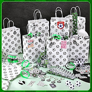 Aoriher 194 Pcs Soccer Party Favor Bulk Sport Birthday Party Gift Soccer Goodie Bag Filler Mini Soccer Ball Toy Silicone Bracelet Soccer Tattoo Sticker Soccer Slap Bracelet Keychain Button Pin