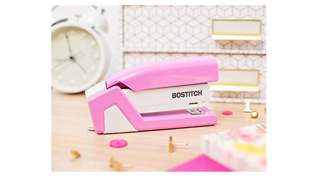 Bostitch Pink Compact Stapler - Effortless, Jam-Free, Portable