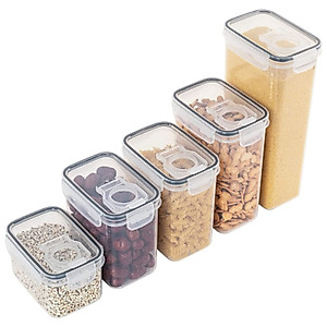 5 Kind of Size Single Plastic Clear Storage Jars Vacuum Fresh Storage Kitchen Airtight Jars with Lids Proof Crispers