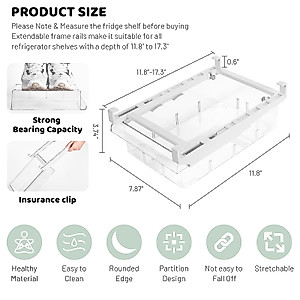CESHRR Fridge Organizer Drawer, Refrigerator Drawer Organizer, Pull Out with Handle,Pull Out Shelf Storage Transparent Organizer for Egg,Fruit,Vegetable,Seafood,Beef-4 compartments