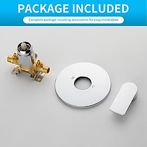 Taplong Round Single-Function Shower Handle Valve Trim Kit Bathroom Shower Valve Set Hot and Cold Mixer Wall Mount Shower Faucet Rough-In Valve-06161K