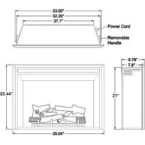 RICHFLAME Gavin Electric Fireplace Insert with Log Speaker, Designed for Stud, Wood Burning Opening, Cabinet & Wood Mantel, Remote Control, 750/1500W, Black, 33 5/64 Inches Wide, 21 Inches High