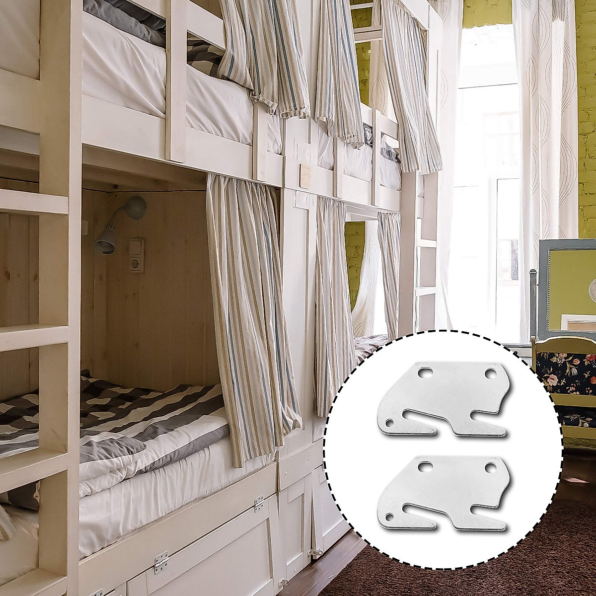 SOLUSTRE 2Pcs Universal Wood Bed Rail Hook Plates Bed Rail Hook Bracket Wood Bed Metal Claw Hook Replacement Wooden Bed Frame Bracket Headboard for Wooden Bed Frame