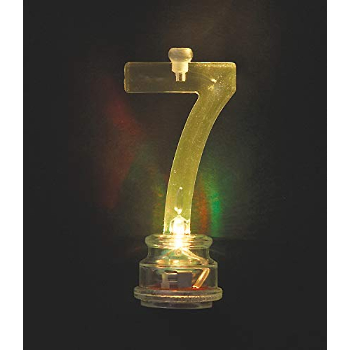 Unique Number 7 Flashing Candle Holder & Candles, 3", Multicolor