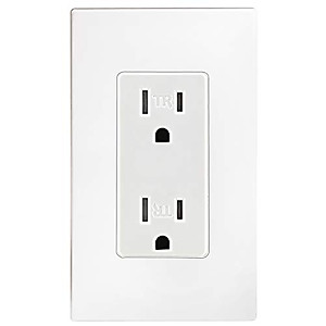 Leviton T5325-WMP 15 Amp 125 Volt, Tamper Resistant, Decora Duplex Receptacle, Straight Blade, Grounding, White M22-Straight, 125 V, 2 Pole, 3 Wire, 10 Pack