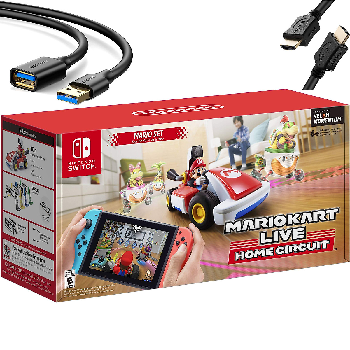 Nintendo Newest Mario Kart Live: Home Circuit - Mario Set Edition - Holiday Family Gaming Bundle Switch, Switch Lite - RED