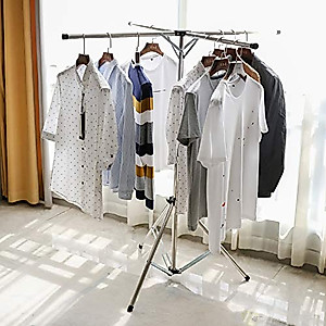 PENGKE Foldable Clothes Drying Laundry Rack Portable Space Saving, Adjustable High Capacity 4 Poles Stainless Steel Laundry Drying Rack