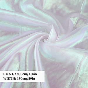 3.3 Yard Rainbow Tulle Fabric 120'' Rainbow Laser Gradient Iridescent Fabric Sheer Fabric Background for Pictures Shiny Tulle Fabric Fiber Optic Fabric for Wedding Photography Background Party DIY