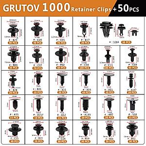 Car Clips Bumper Clips Shield Retainer Clips Plastic Rivets 1050PCS Automotive Push Pins Assortment Xmas Tree Fasteners Kit Most Common Sizes Auto Body with Removers for Ford Honda Chrysler GM
