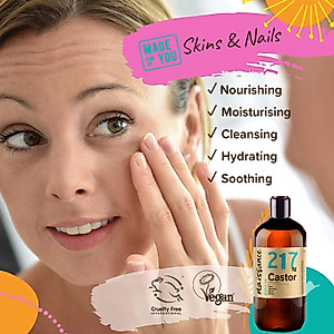 naissance Cold Pressed Castor Oil 16 fl oz - For Hair, Beard, Eyelashes, Eyebrows, Nails and Skin - Pure & Natural, Virgin, Unrefined, Vegan, Hexane-Free, Non GMO, Cruelty Free