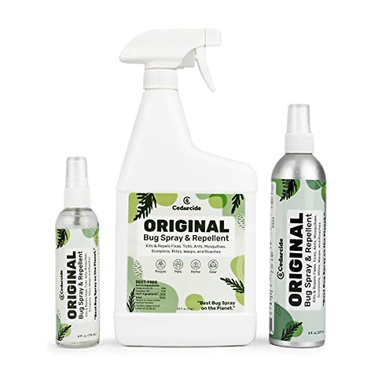 Cedarcide Original Bug Spray | Repel & Kill Fleas, Ticks, Mosquitoes, Mites, Ants & Chiggers | for use on People, Pets & Home | Natural Cedar Oil | Medium Size Kit