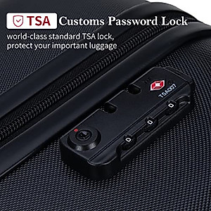 Widfre Luggage Sets 3 Pieces Carry on Suitcase Hardshell Lightweight Travel with Double Spinner Wheels Locks TSA Approved (Black)