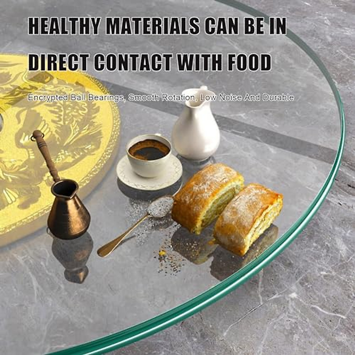 LWQFHI Round Tempered Glass Lazy Susan Rotating Lazy Susan Turntable for Kitchen Dining Table Large Round Table Lazy Susan Lazy Susan Tray 50cm A