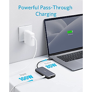 Anker Thunderbolt 3.0 Cable 1.6 ft Supports 100W Charging / 40Gbps Data Transfer & Anker USB C Hub, PowerExpand 8-in-1 USB C Adapter, with 100W Power Delivery, 4K 60Hz HDMI Port, 10Gbps USB C and 2 US