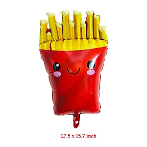 10Pcs French Fries Balloons Hamburg Balloons Food Birthday Foil Balloons for Birthday Fast Food Snacks Themed Party Decorations Supplies