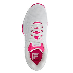 Fila Women's Volley Zone Shoes Sneaker, White/Knockout Pink/White, 7.5