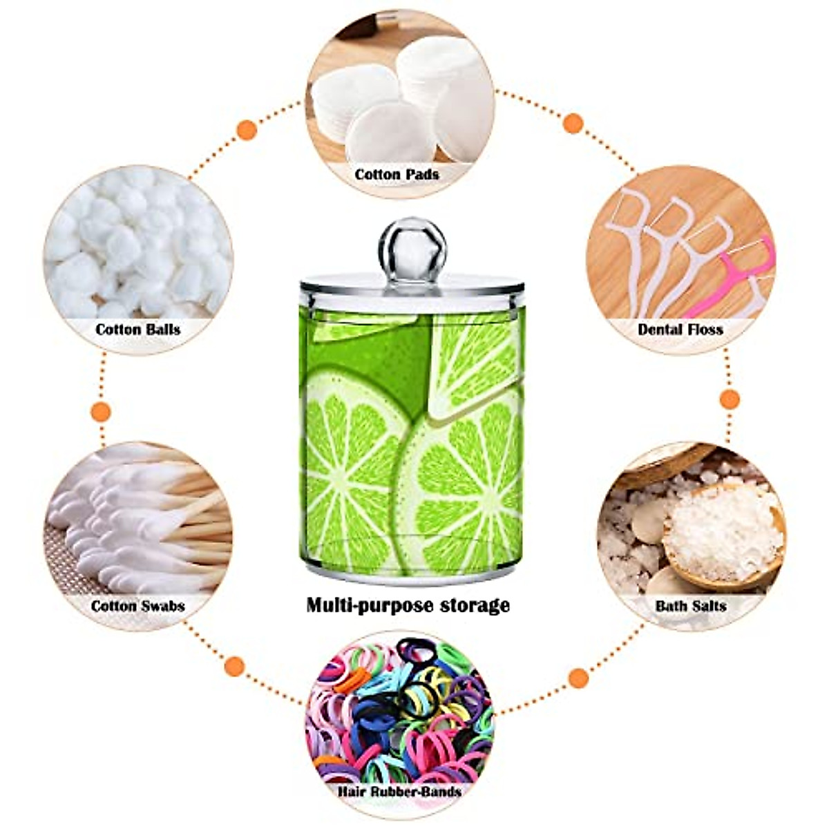 SUABO Plastic Jars with Lids,Green Lemon Storage Containers Wide Mouth Airtight Canister Jar for Kitchen Bathroom Farmhouse Makeup Countertop Household,Set 2