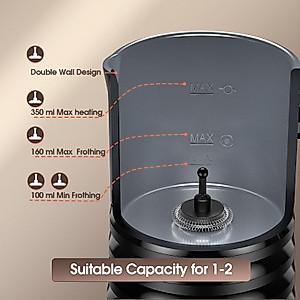 AllToU Milk Frother and Steamer, 4-in-1 Electric Milk Steamer, 350ml Automatic Hot and Cold Foam Maker and Milk Warmer for Coffee Latte, Cappuccinos, Macchiato