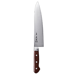 MASAMOTO CT Japanese Gyuto Chef's Knife 8.2" (210mm) Made in JAPAN, Kitchen Chef Knife, Sharp Japanese Carbon Steel Blade, Rosewood Handle, Brown